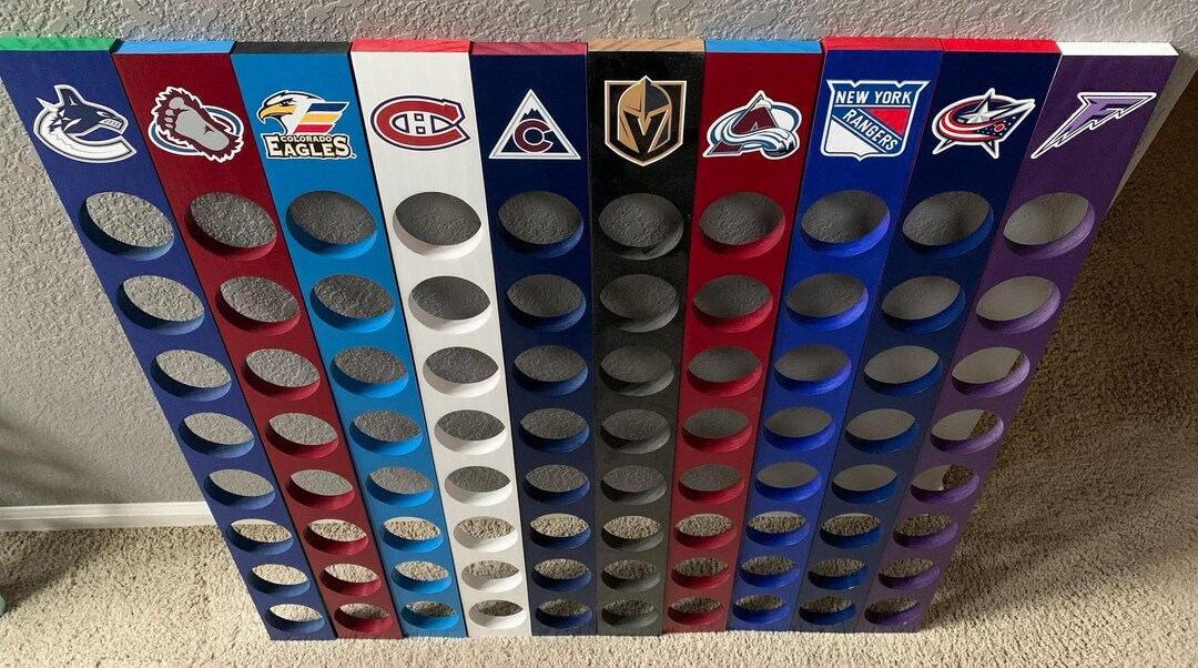 4-pack 8 Hockey Puck (pick YOUR Team/colors) VERTICAL Wall Hanging ...