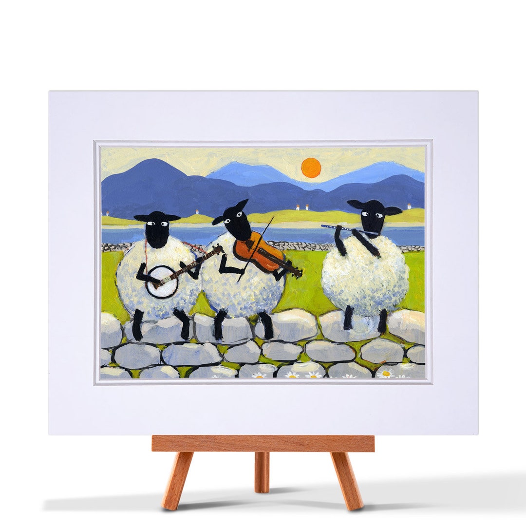 Bl-ewe Grass Print | Thomas Joseph - Double Mounted - Sheep Art ...