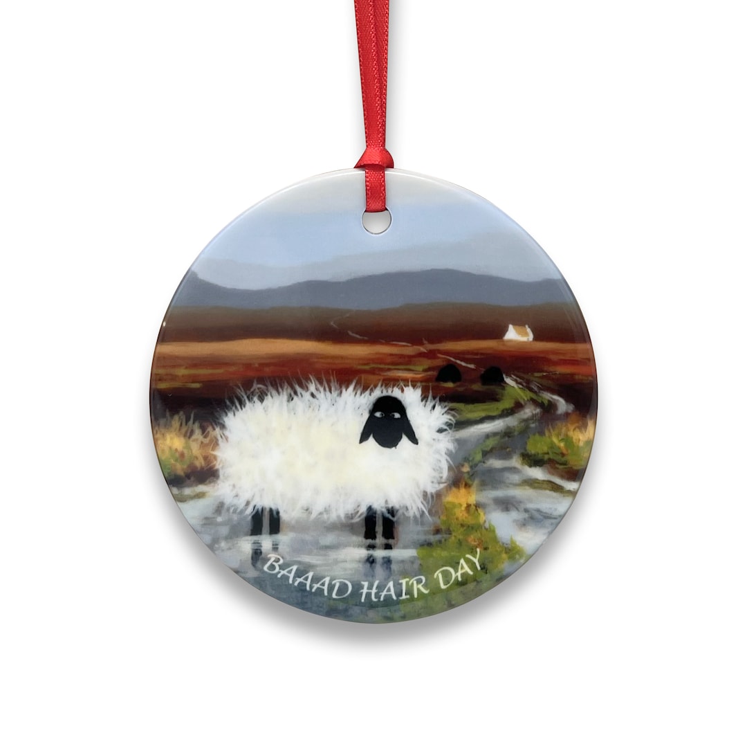 Baaad Hair Day Sheep Hanging Ornament Disk by Thomas Joseph, 7cm - Etsy