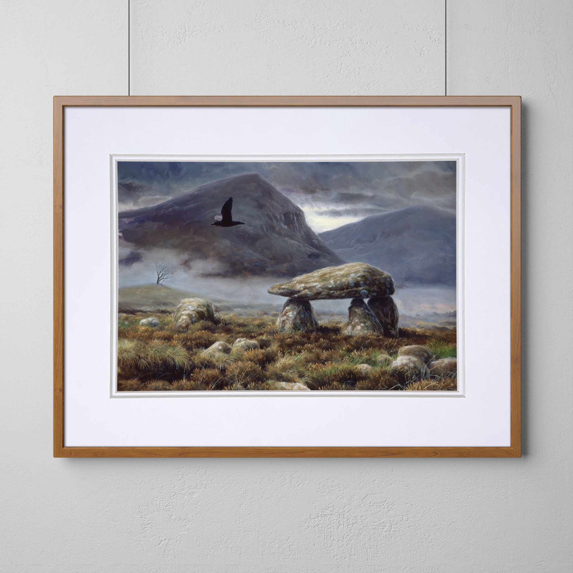 Raven Dolmen Print | Julian Friers - Double Mounted - British Wildlife ...