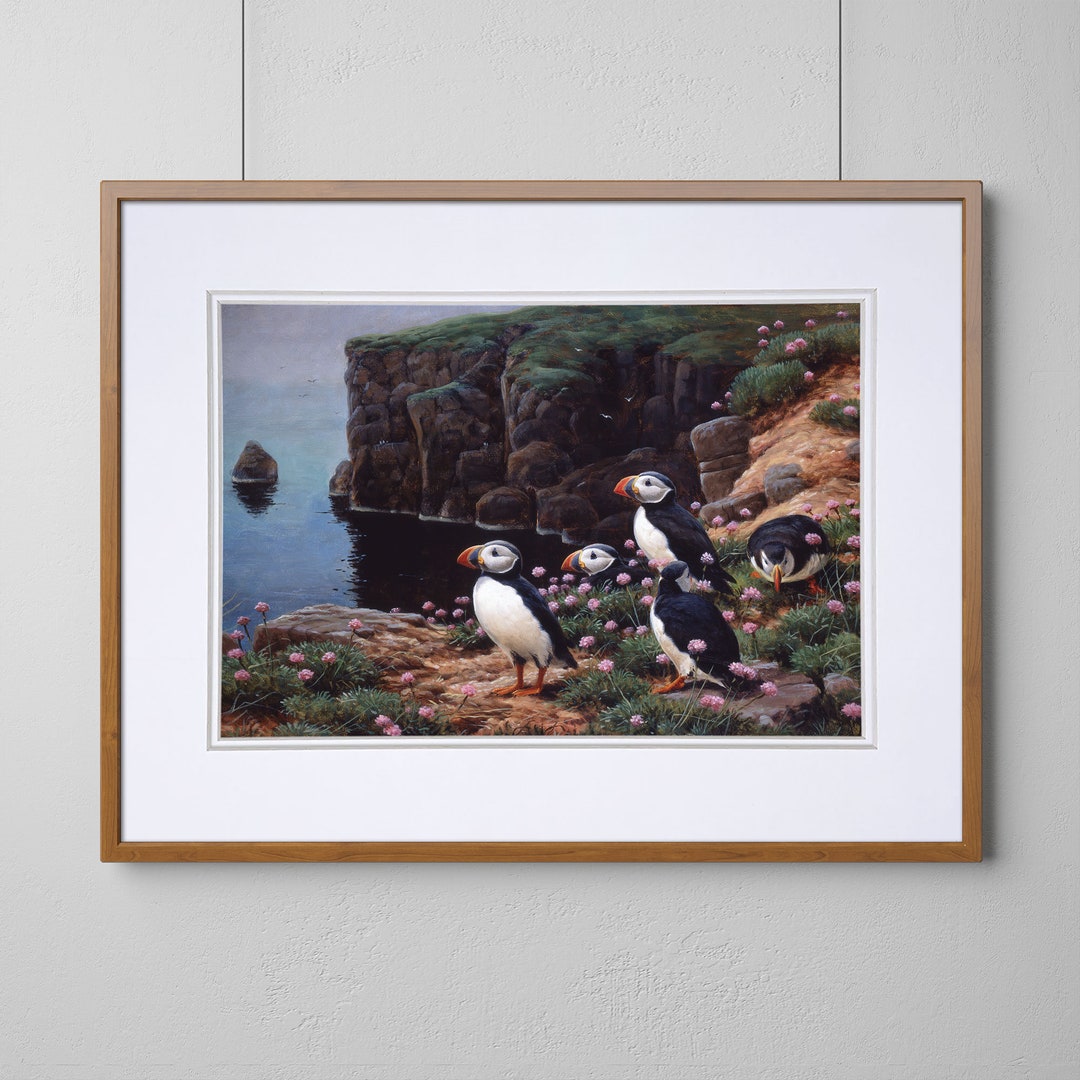 Puffins Cliff Edge | Julian Friers - Double Mounted - British Wildlife ...