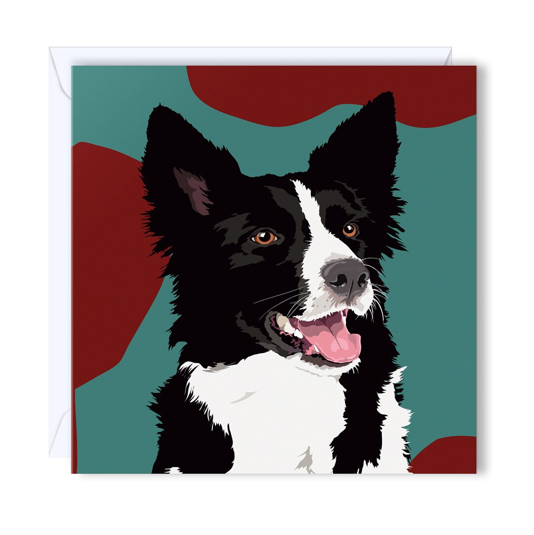 Border Collie Card | Leslie Gerry - Blank Greeting Card & Envelope ...