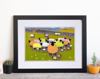 Eejits Print Thomas Joseph Double Mounted Sheep Art Various Sizes Irish ...
