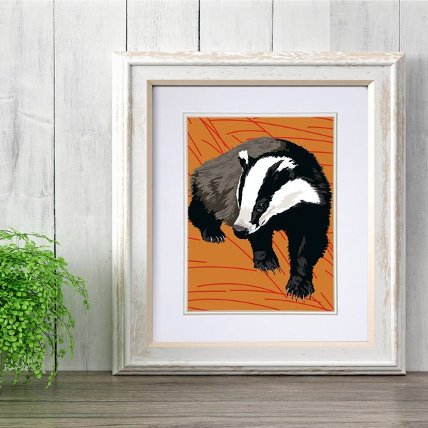 Badger Print - Etsy UK