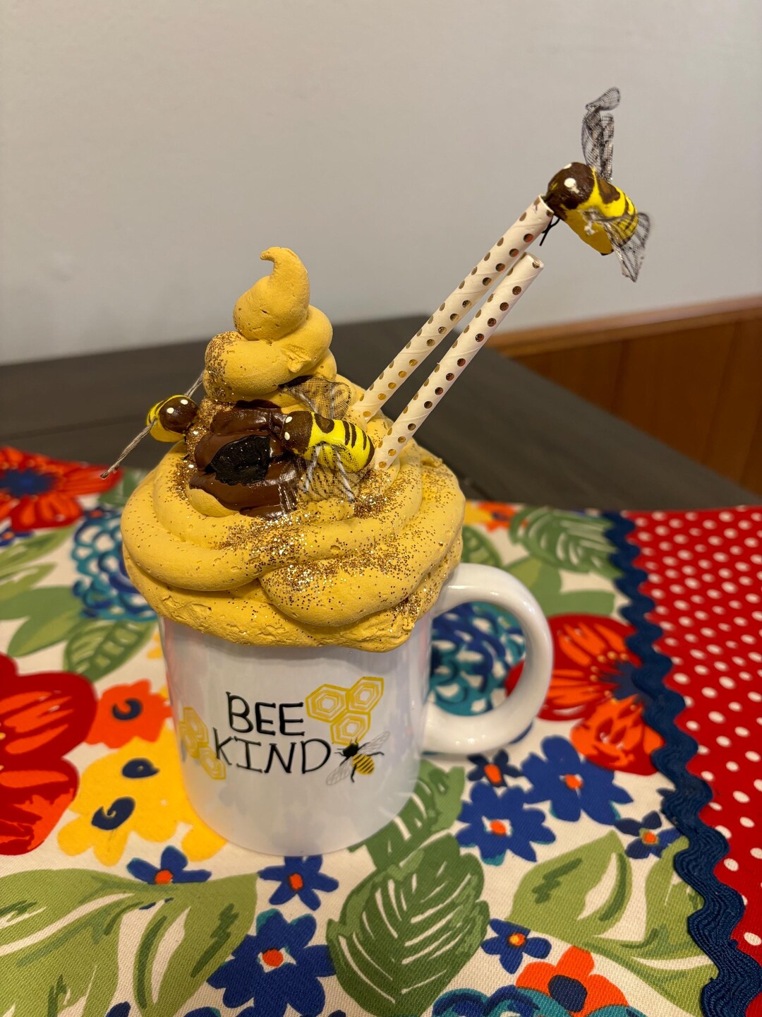 Honey Bee Cocoa Fake Bake,bee Coffee Bar Decor,bees and Coffee Decor,yellow Fake Bake , - Etsy