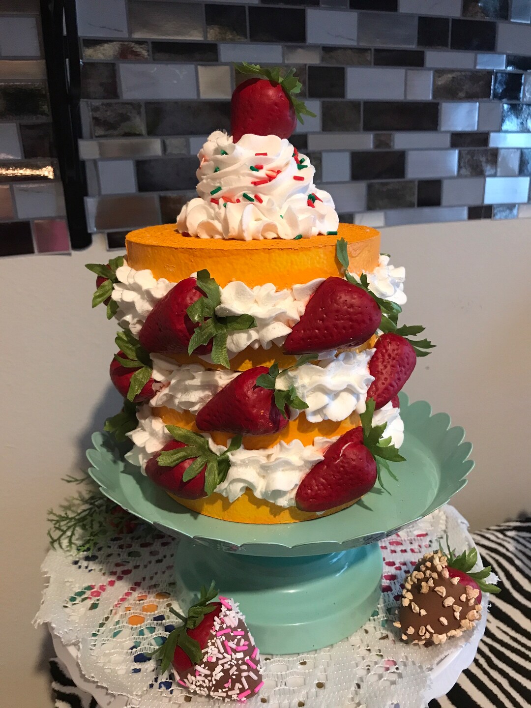 Strawberry Shortcake, Strawberry Short Cake Fake Bake, Coffee Bar Decor ...