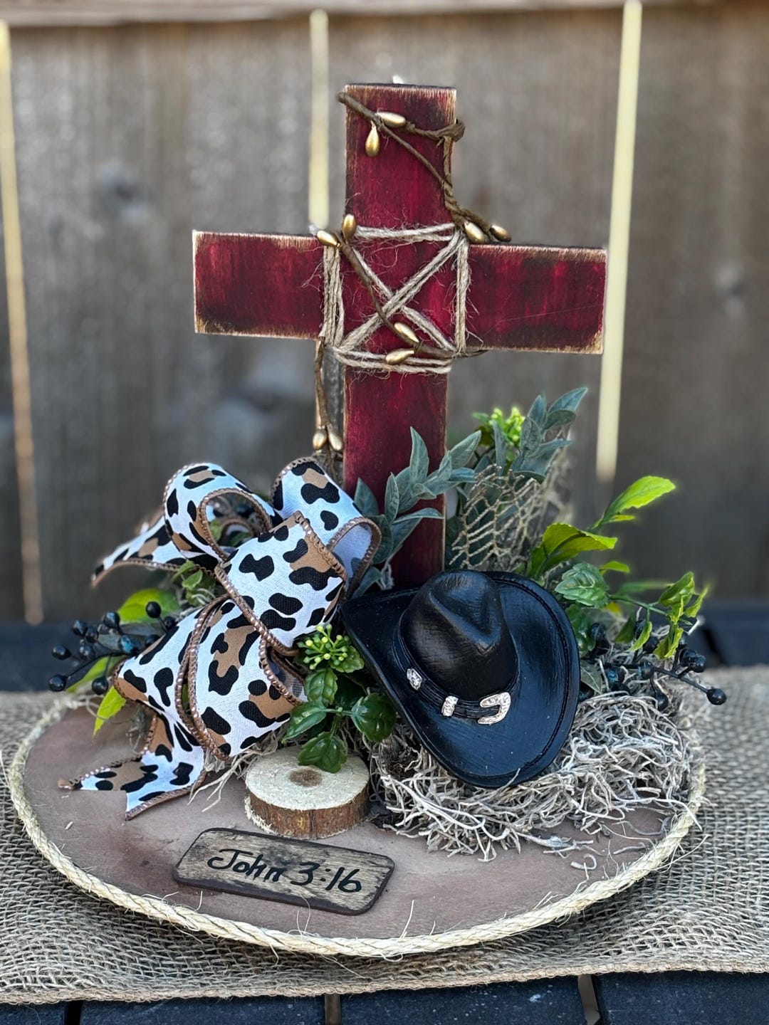 Country Table Top Design, Western Cross Table Top Display, Cross and ...