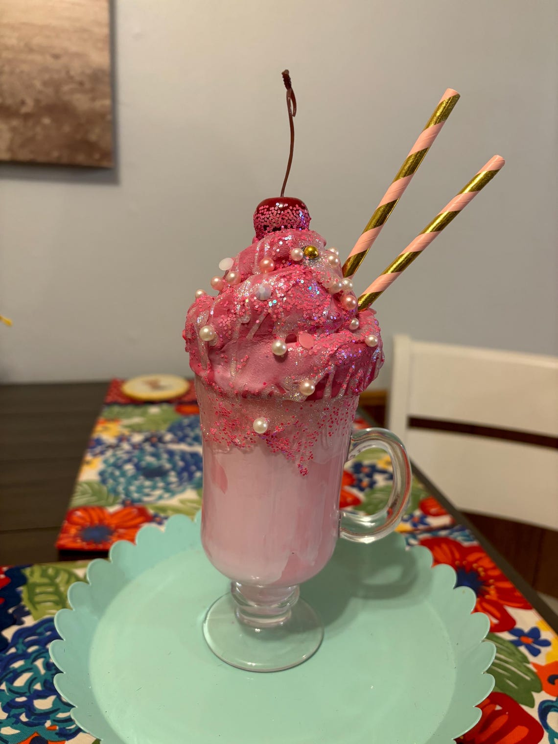 Fake Cherry Shake,pink Party Decor,pink Photo Props, - Etsy