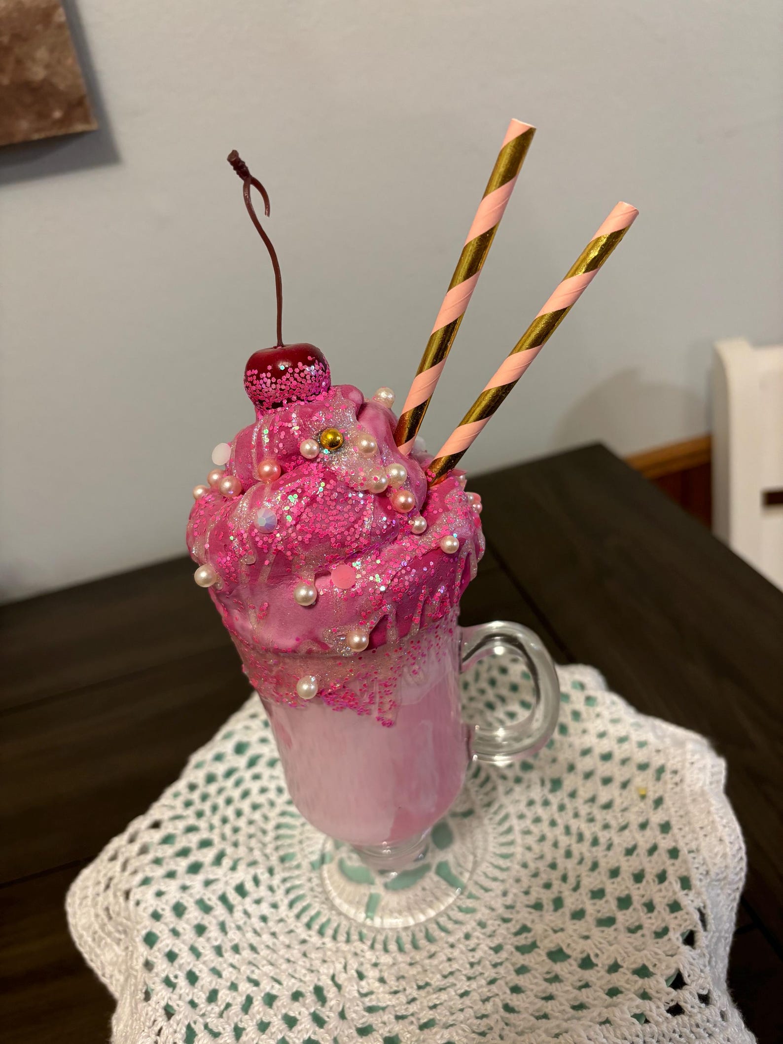 Fake Cherry Shake,pink Party Decor,pink Photo Props, - Etsy
