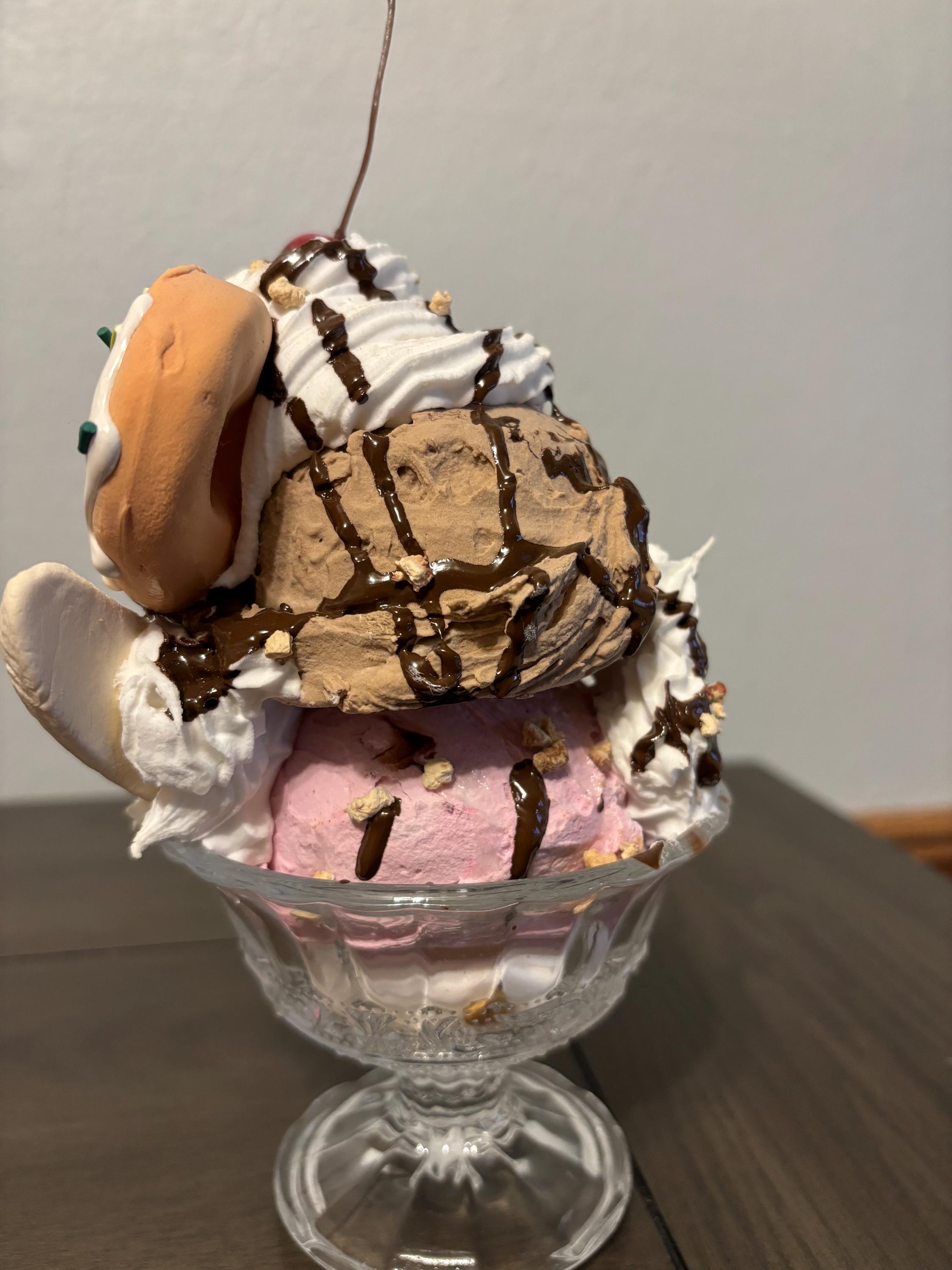 Fake Banana Split With Doughnut With Green Sprinkles,party Decor ...