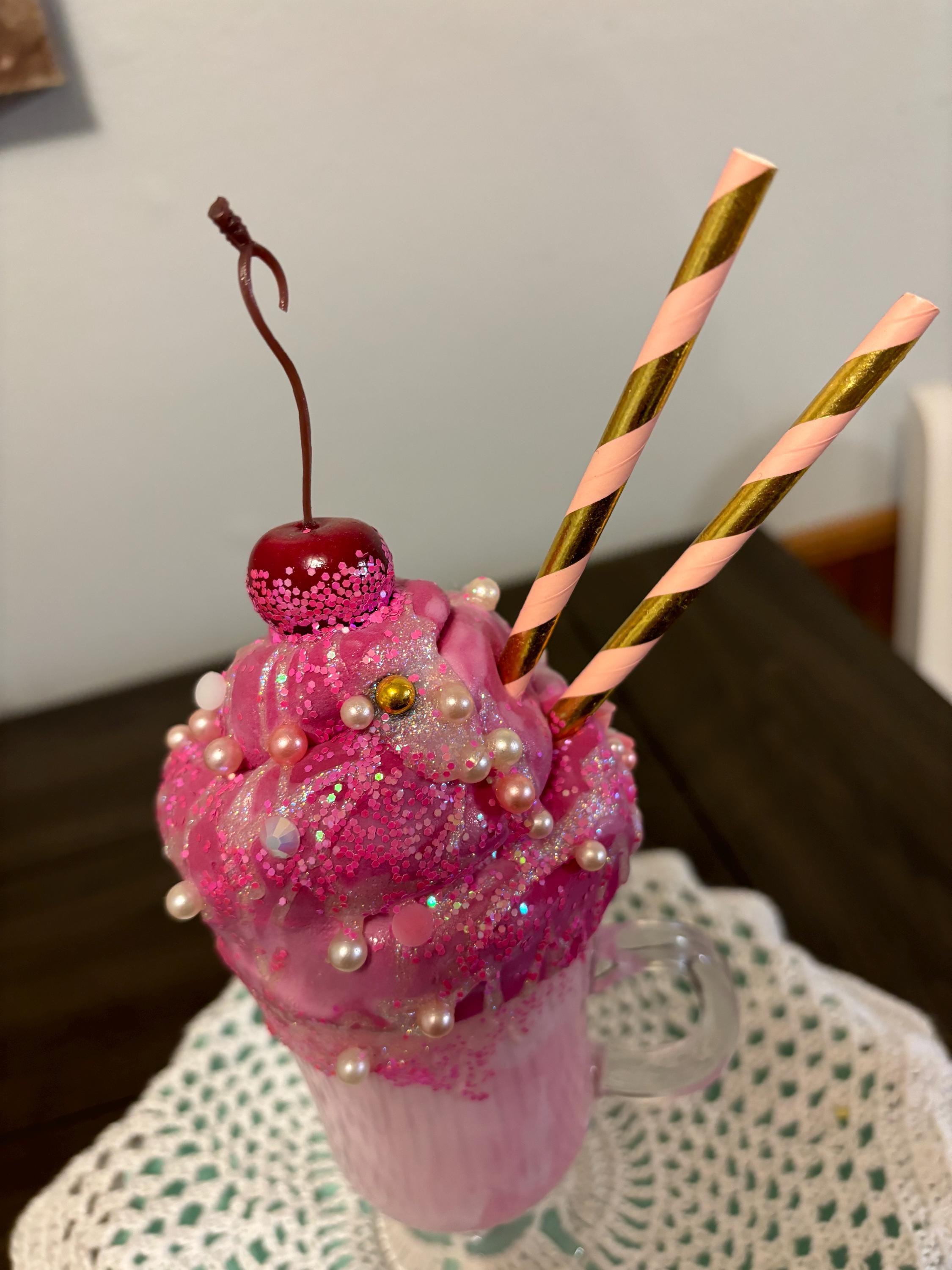 Fake Cherry Shake,pink Party Decor,pink Photo Props, - Etsy