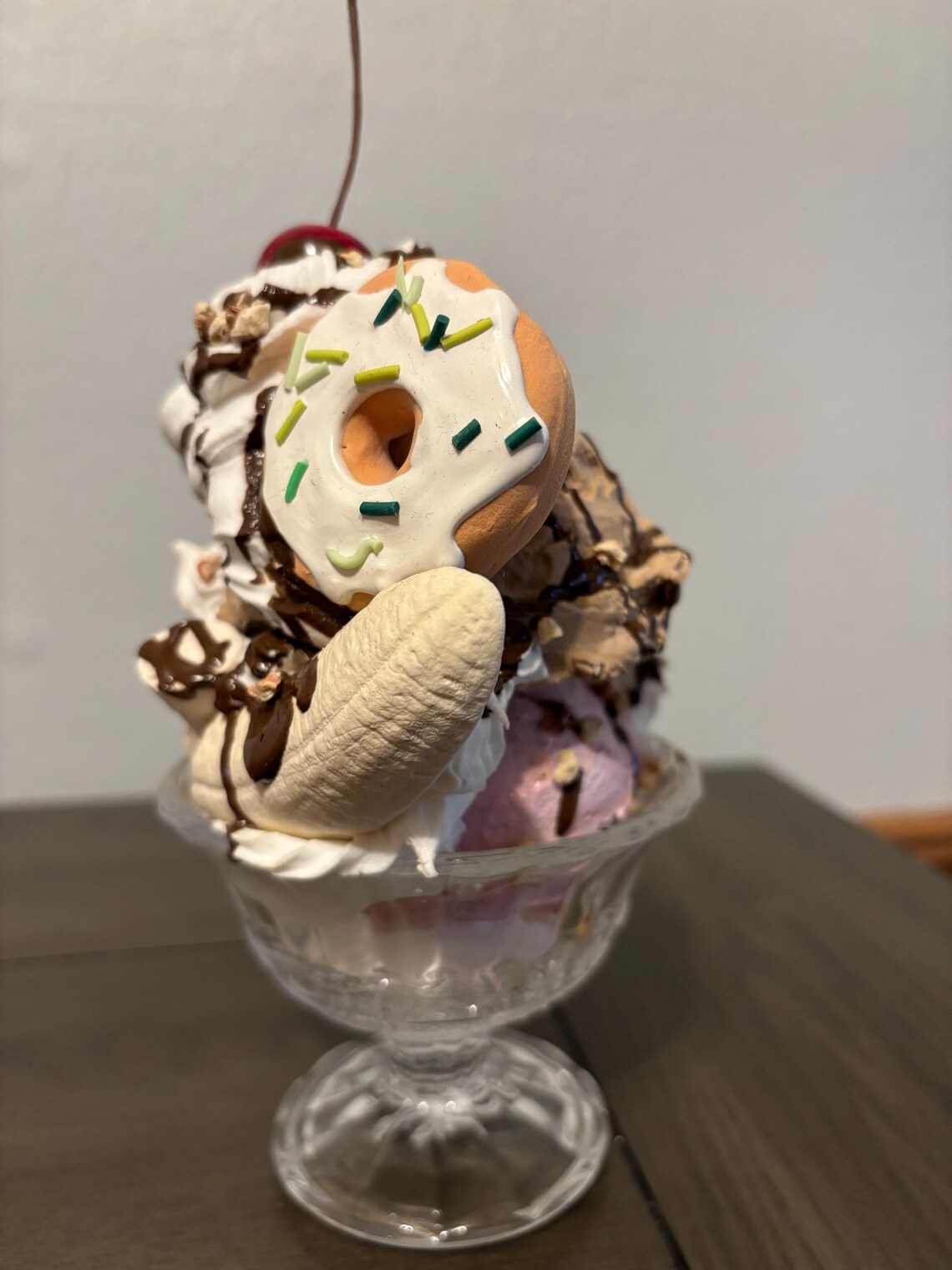 Fake Banana Split With Doughnut With Green Sprinkles,party Decor ...
