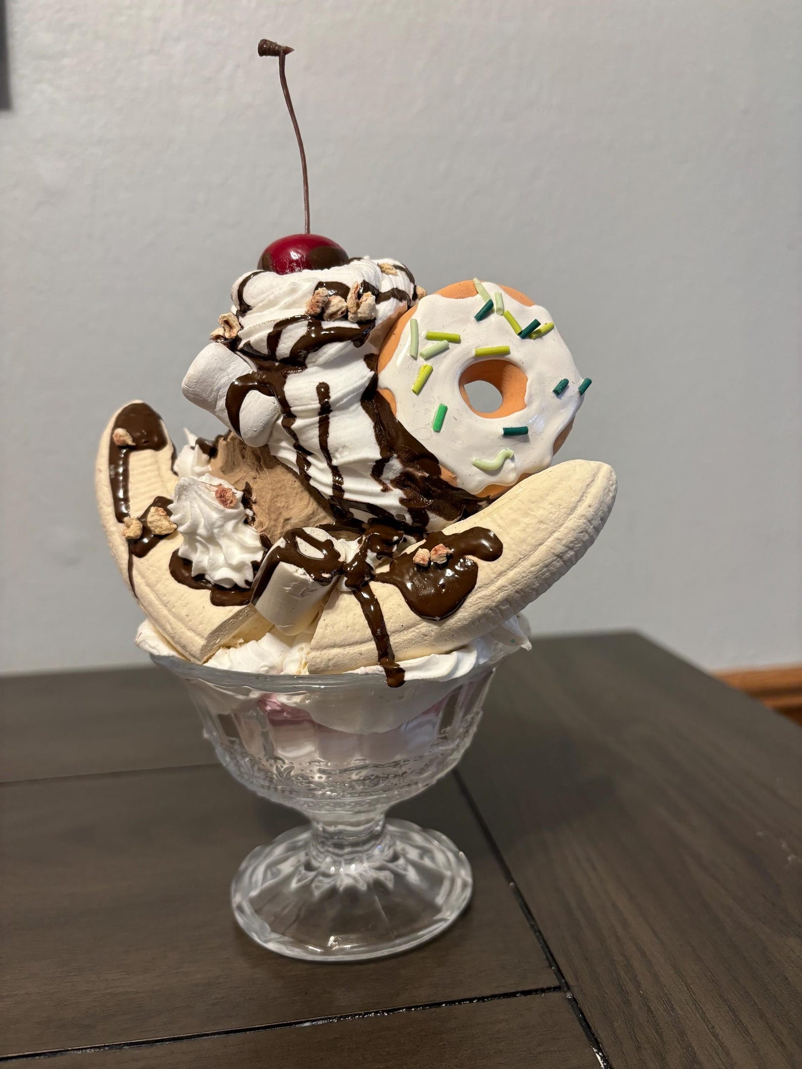 Fake Banana Split With Doughnut With Green Sprinkles,party Decor ...
