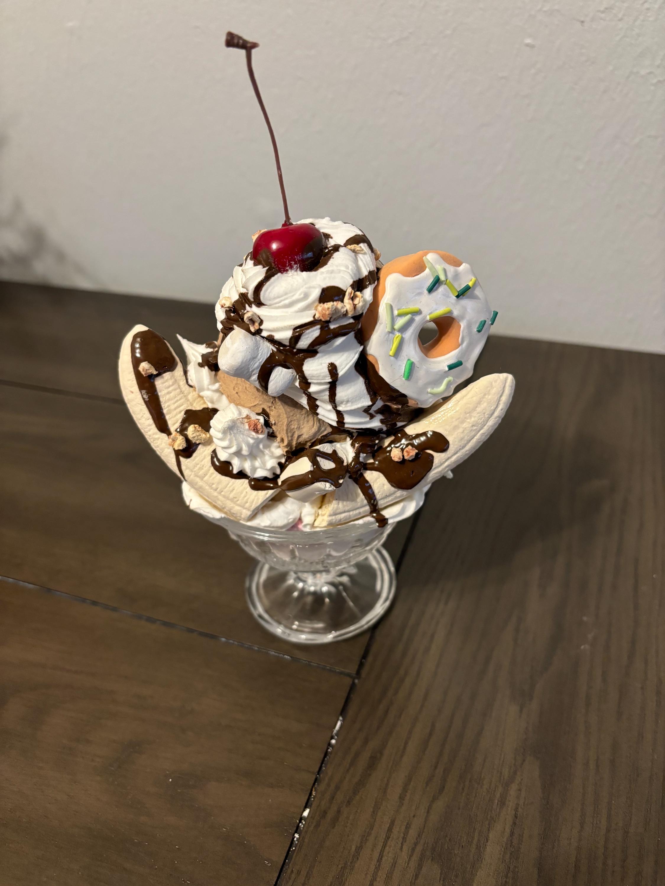 Fake Banana Split With Doughnut With Green Sprinkles,party Decor ...