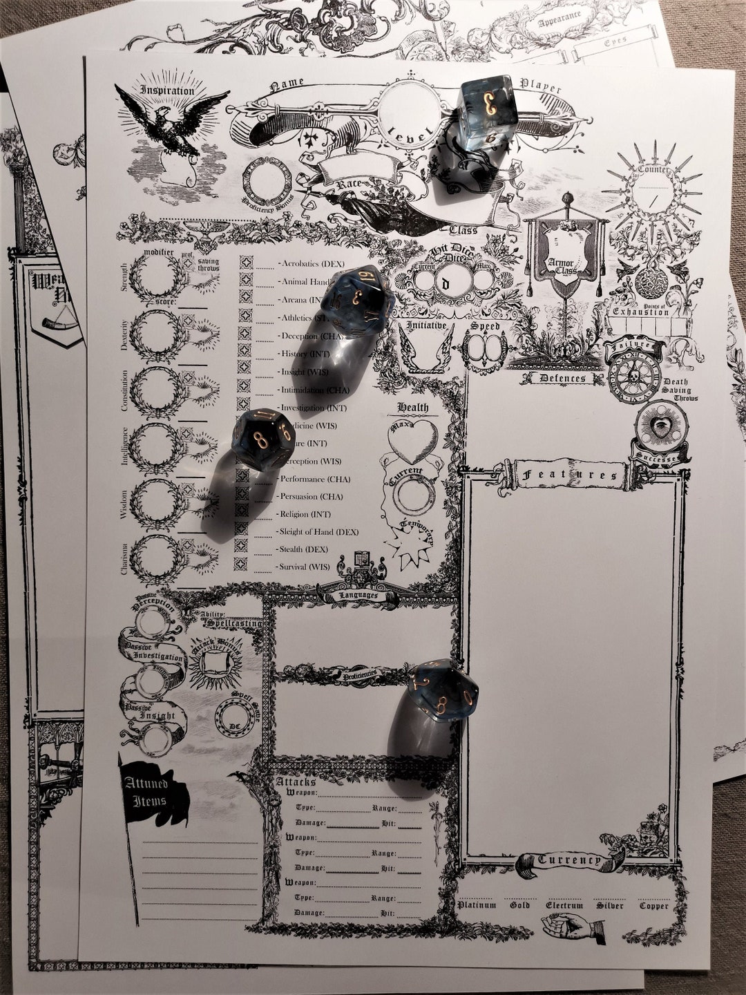 Gothic Vibes Character Sheet - D&D 5e - Etsy