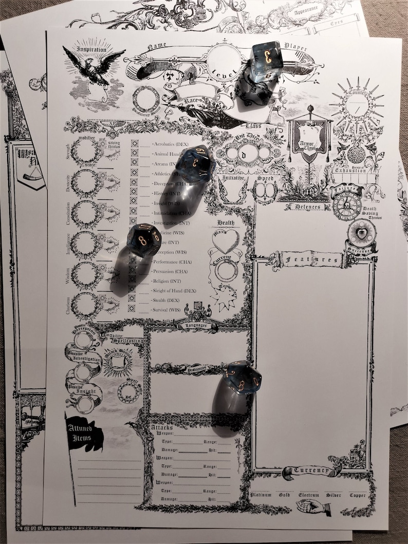 Gothic Vibes Character Sheet - D&D 5e - Etsy UK