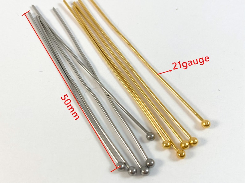 50mm Stainless Steel Ball Head Jewelry Pins - 21 Gauge - Etsy