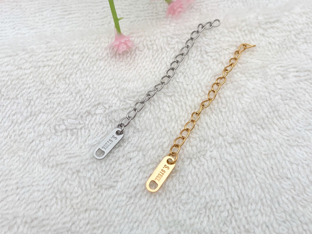 Stamped Stainless Steel Extender Chains: 18k Gold Plated PVD Anti ...