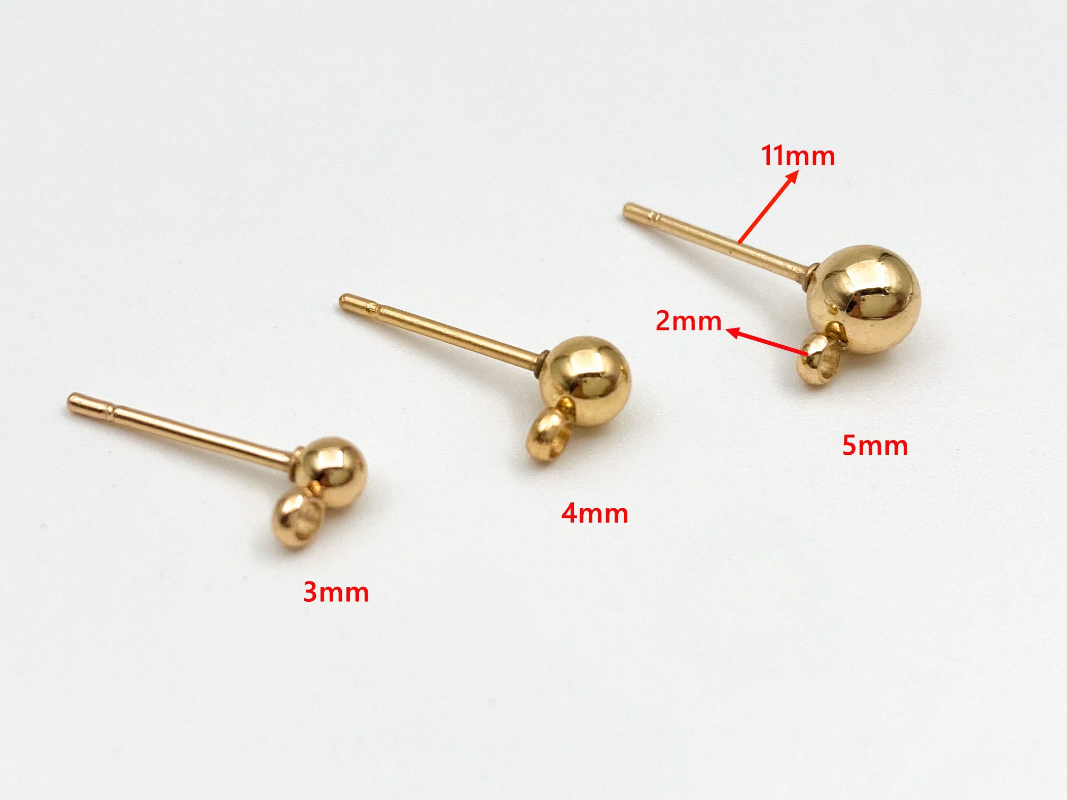 3mm 4mm 5mm Ball Earring Posts Ball Earring Studs With Loops - Etsy