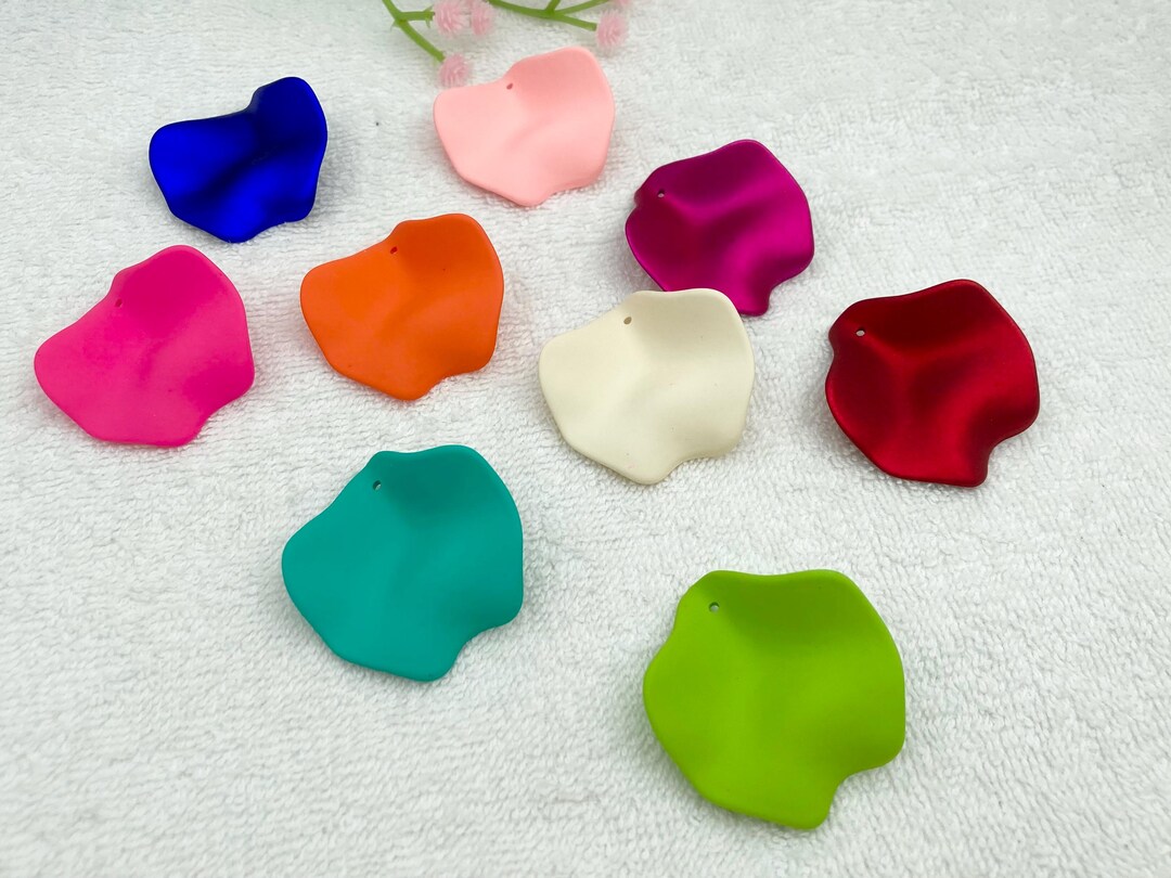 Acrylic Flower Petal Charms: Colorful Resin Rose Pendants (36mm*34mm ...