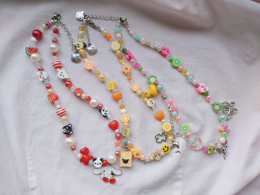 Kidcore Pastel Mixed Beaded 90s Necklace - Etsy