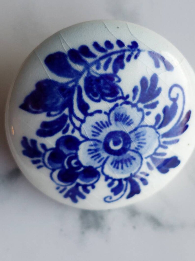 Blue Willow Delft Holland Glass Delftware Floral Pin - Etsy