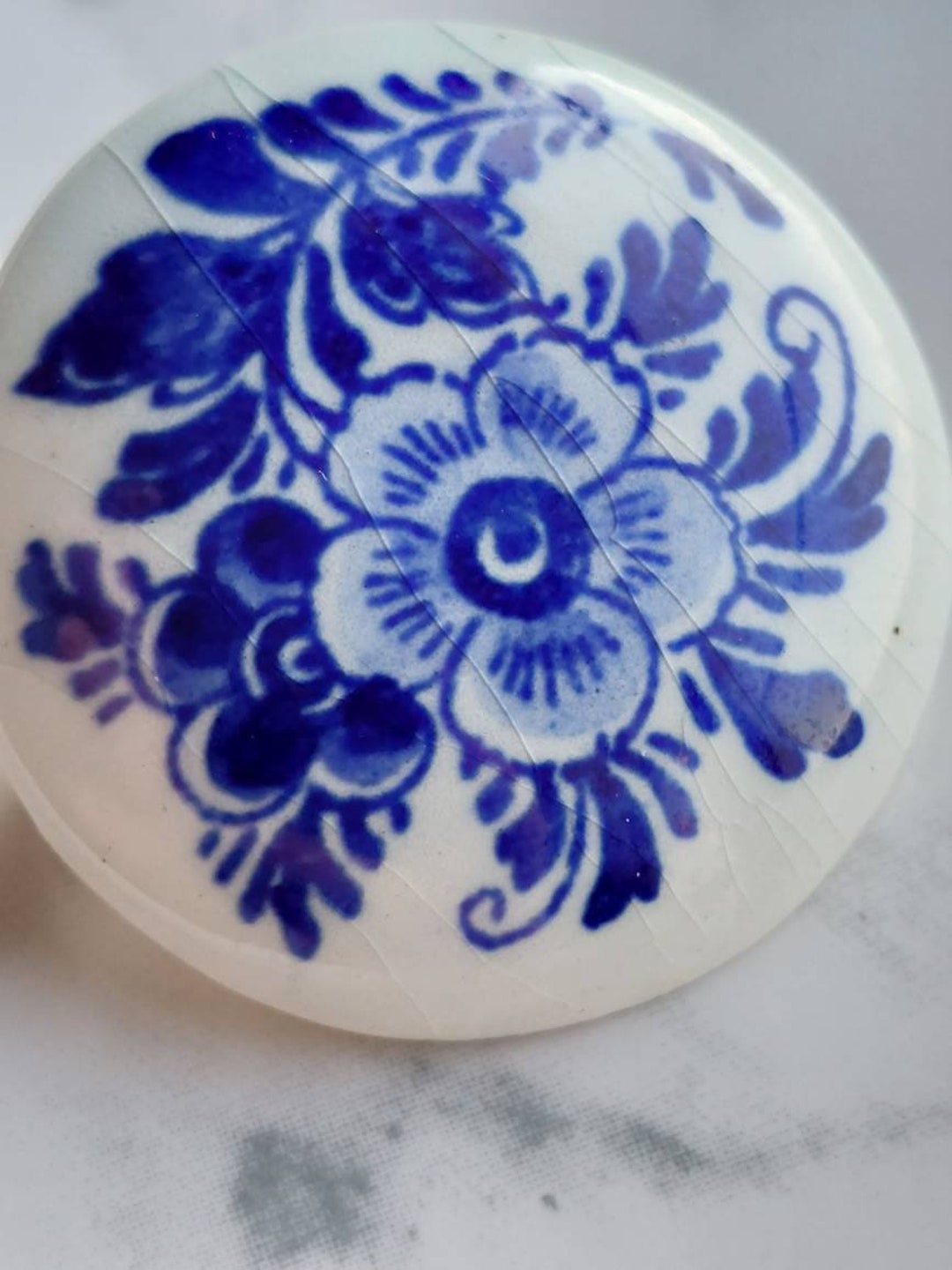 Blue Willow Delft Holland Glass Delftware Floral Pin - Etsy