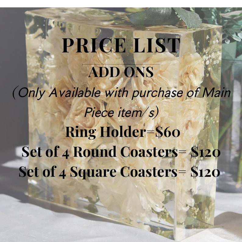 Square Resin Block With Wooden Stand/flower Bridal Resin - Etsy