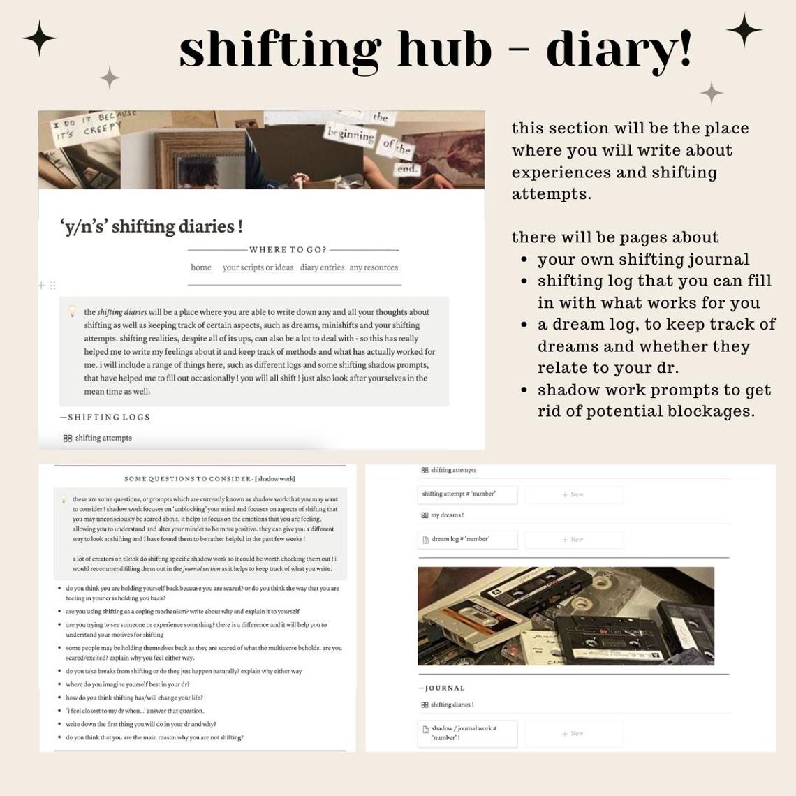 Reality Shifting Notion Template: Lifa App Inspired Hub (digital) - Etsy