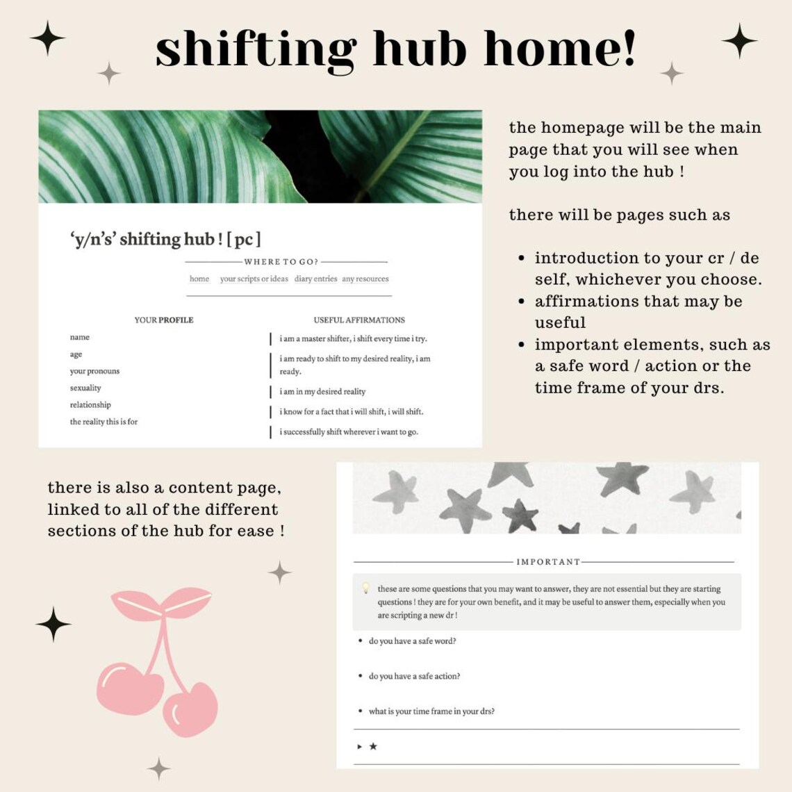 Reality Shifting Notion Template: Lifa App Inspired Hub (digital) - Etsy