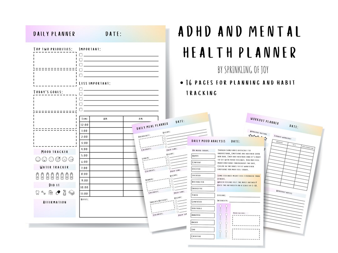 Mental Health Planner, Digital Planner, Printable Planner, Digital ...