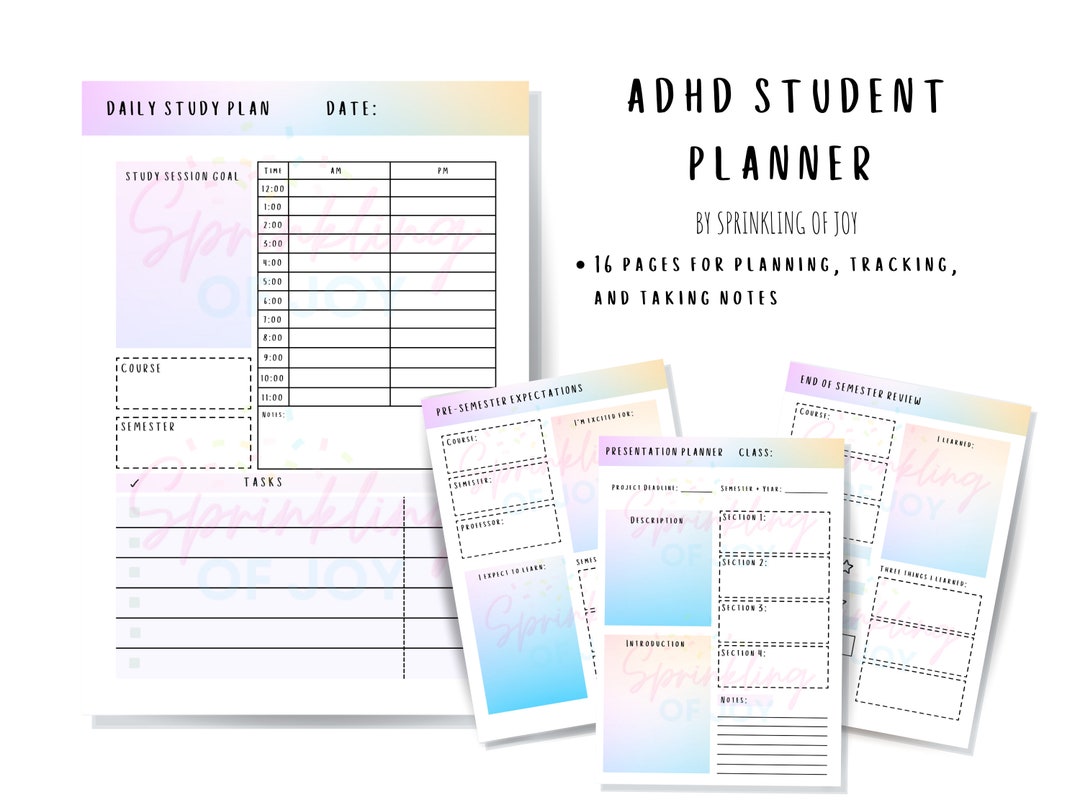 Student Planner, Digital Planner, ADHD Planner, College Planner ...