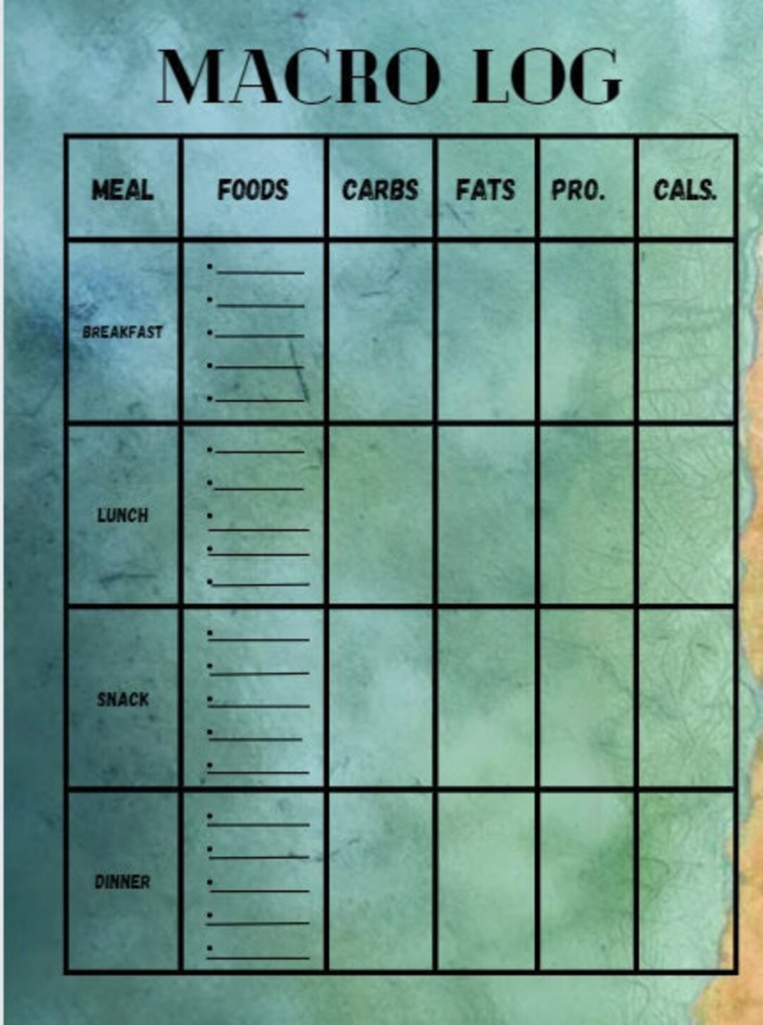Macro Log Sheet - Etsy