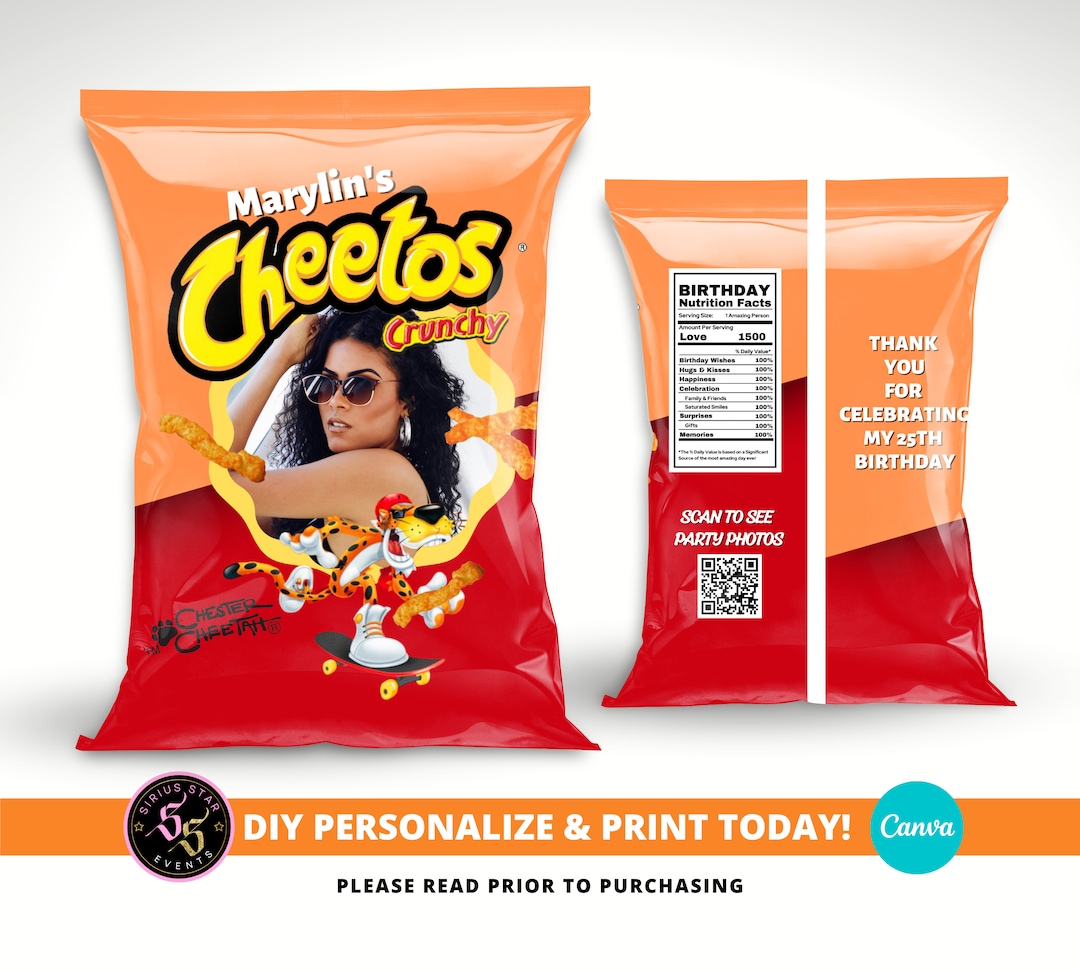 Custom Chip Bags, Cheetos Custom Bag, Personalized Cheetos Bag, Party ...