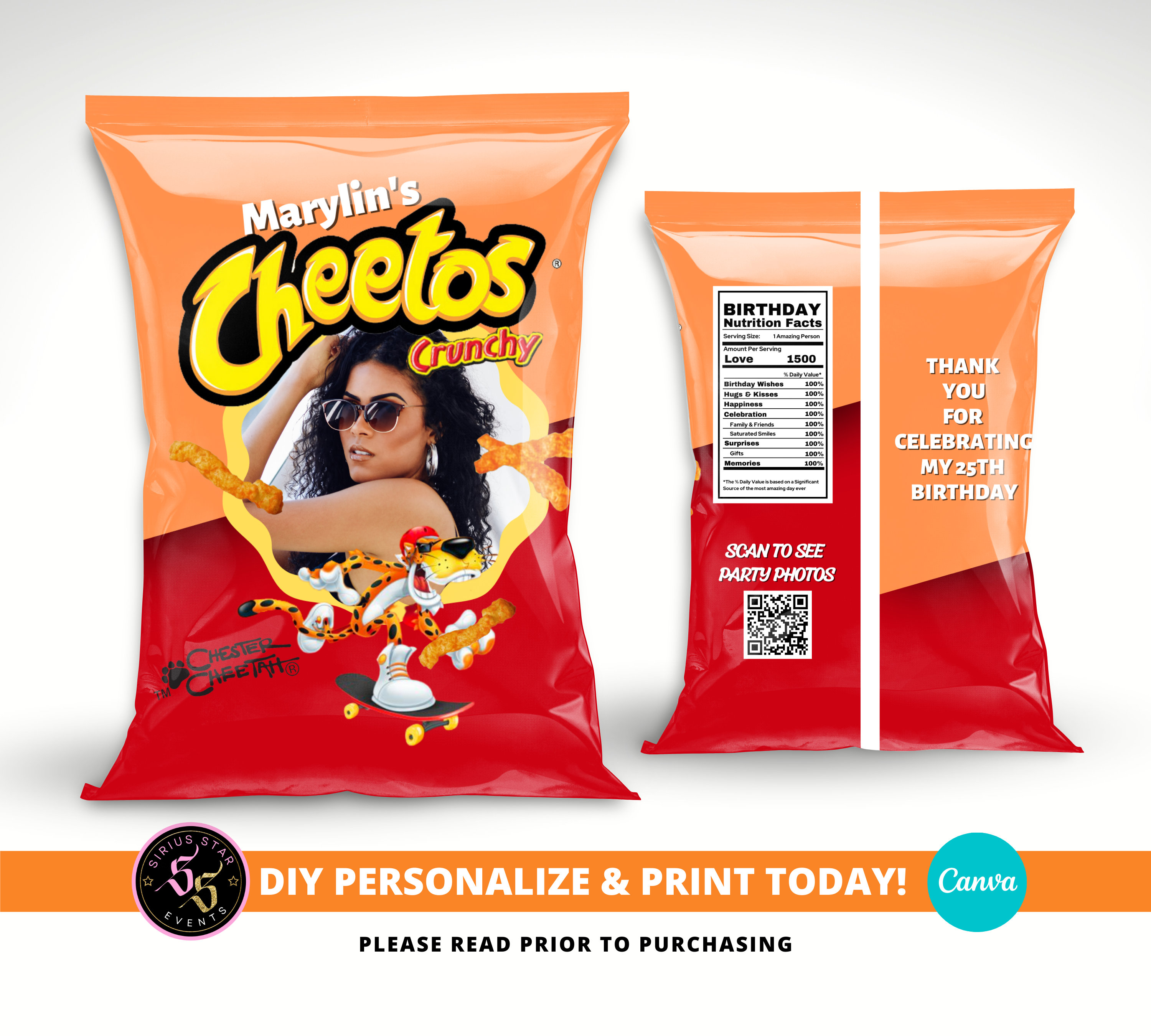 Custom Chip Bags, Cheetos Custom Bag, Personalized Cheetos Bag, Party ...