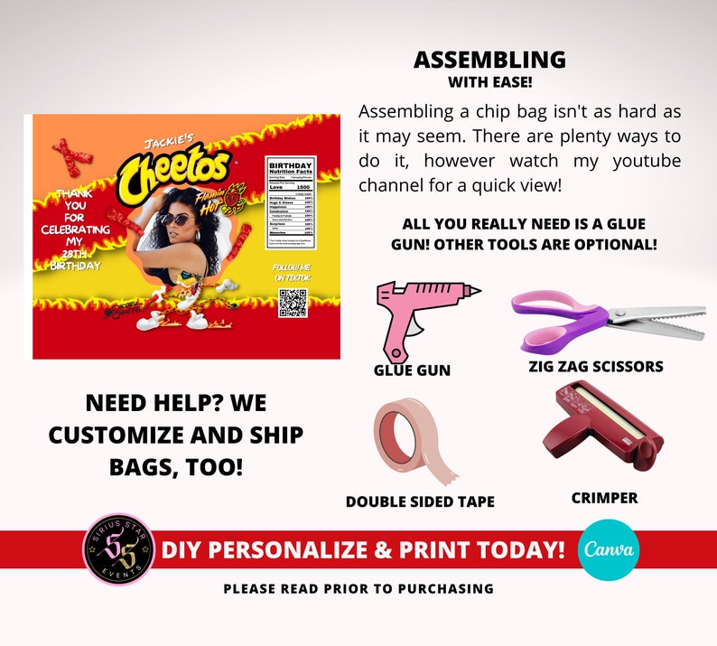 Custom Chip Bags,custom Chip Bag, Personalized Cheeto Bag, Party Favor ...