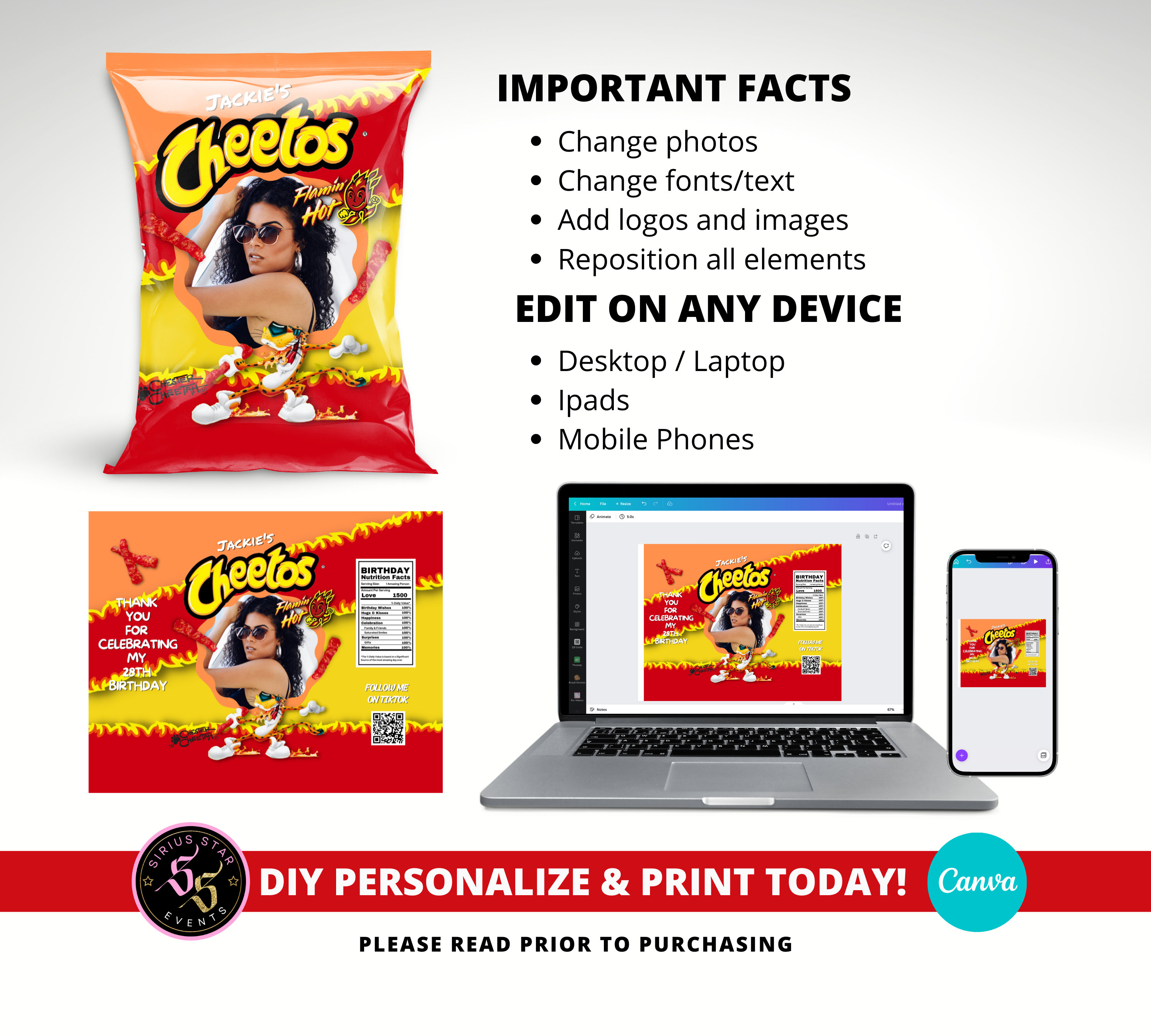 Custom Chip Bags,custom Chip Bag, Personalized Cheeto Bag, Party Favor ...