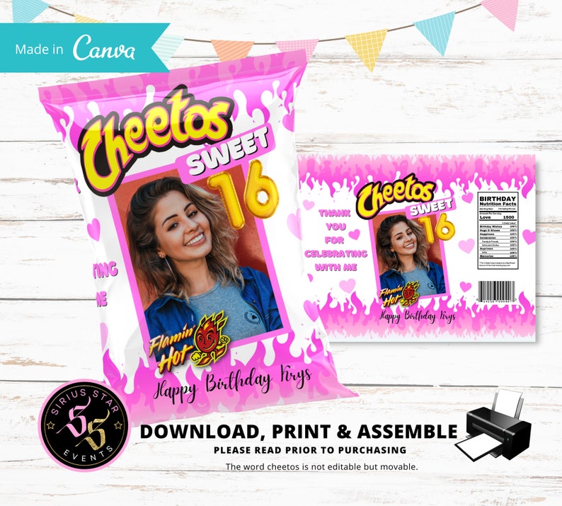 Custom Chip Bags, Cheetos Custom Bag, Personalized Cheetos Bag, Party ...