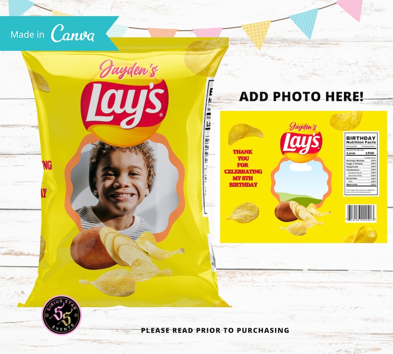 Custom Chip Bags Chip Custom Bag, Personalized Lays Bag, Party Favor ...