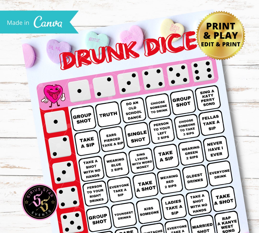 DRUNK DICE GAME , Adult 21, Dice Games, Drinking Games, Drinking Dice ...