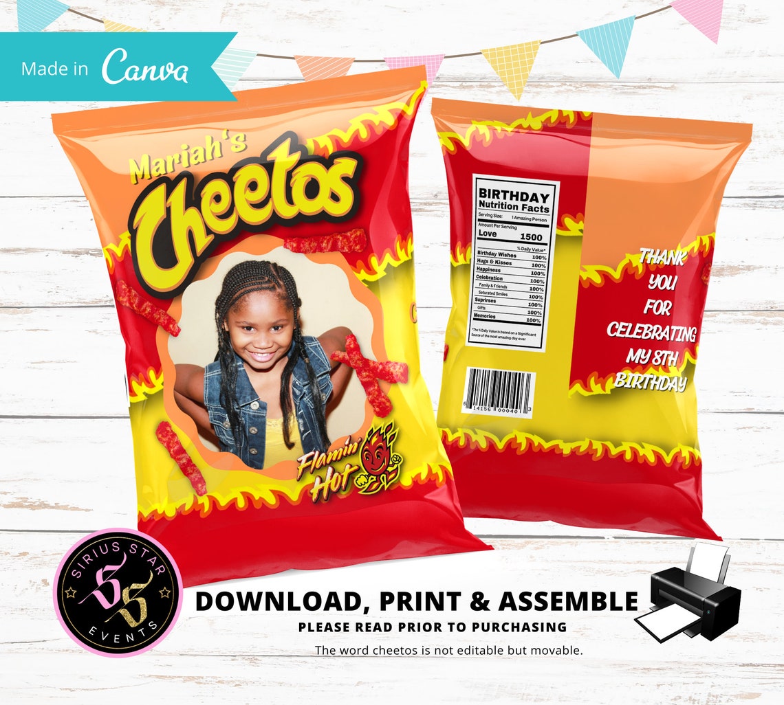 Custom Chip Bags Cheetos Custom Bag Personalized Cheetos | Etsy