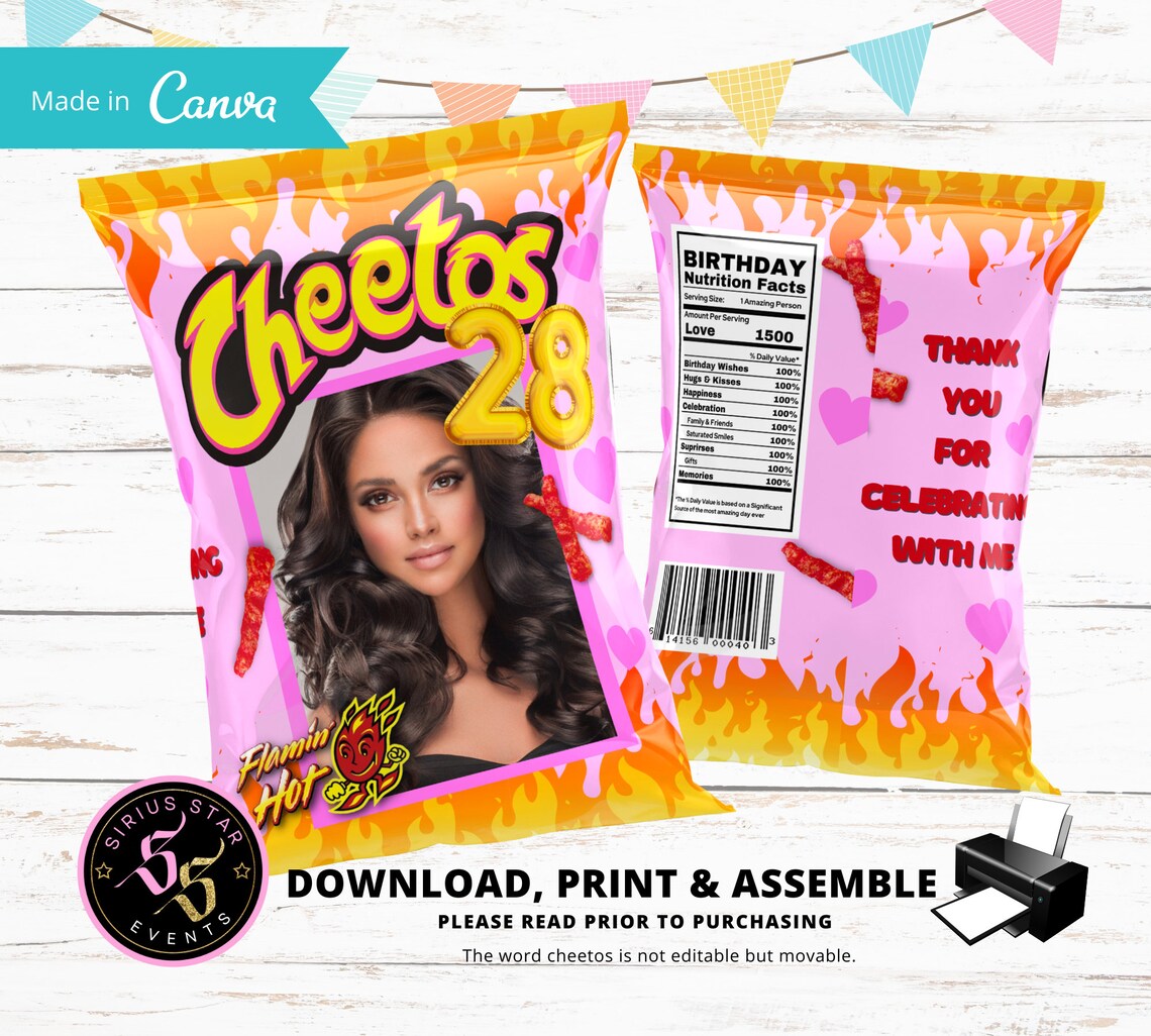 Custom Chip Bags, Cheetos Custom Bag, Personalized Cheetos Bag, Party ...