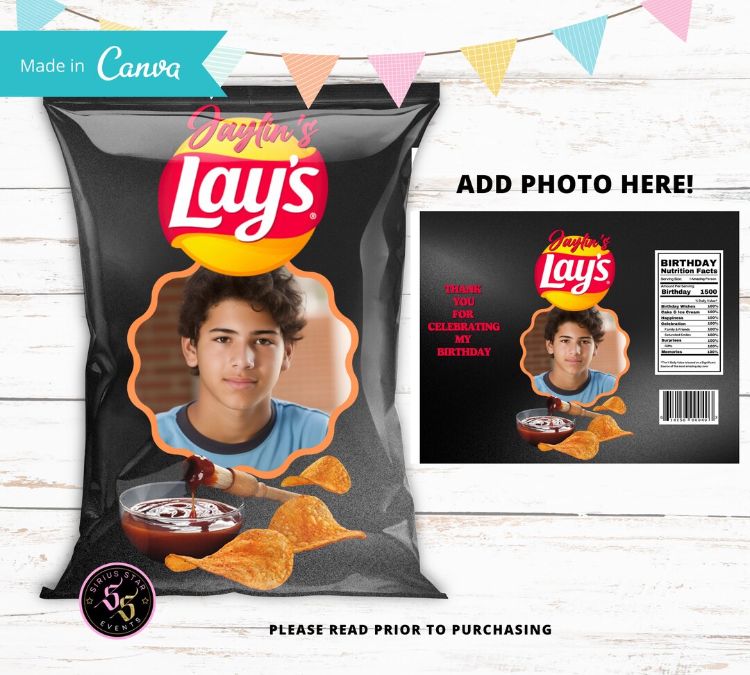 Custom Chip Bags Chip Custom Bag, Personalized Lays Bag, Party Favor ...