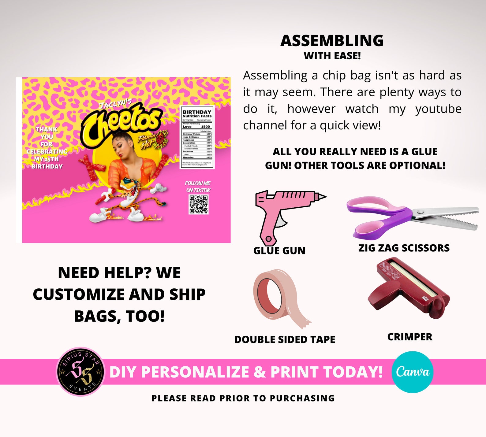 Custom Chip Bags, Cheetos Custom Bag, Personalized Cheetos Bag, Party ...