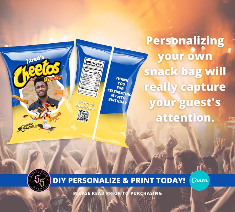 Custom Chip Bags, Cheetos Custom Bag, Personalized Cheetos Bag, Party ...