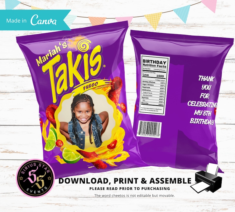 Custom Chip Bags, Taki Custom Bag, Personalized Taki Bag, Party Favor ...