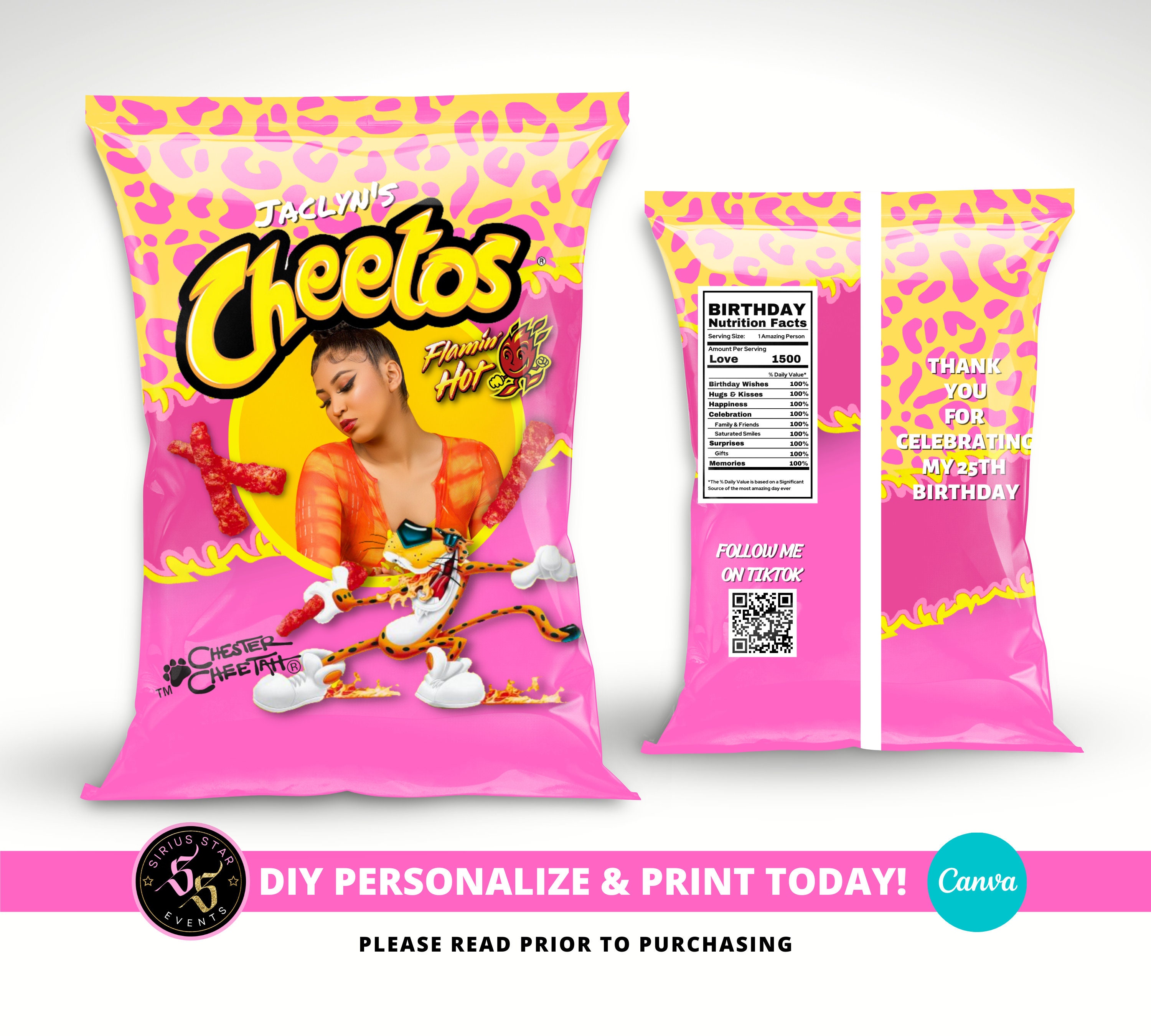 Custom Chip Bags, Cheetos Custom Bag, Personalized Cheetos Bag, Party ...