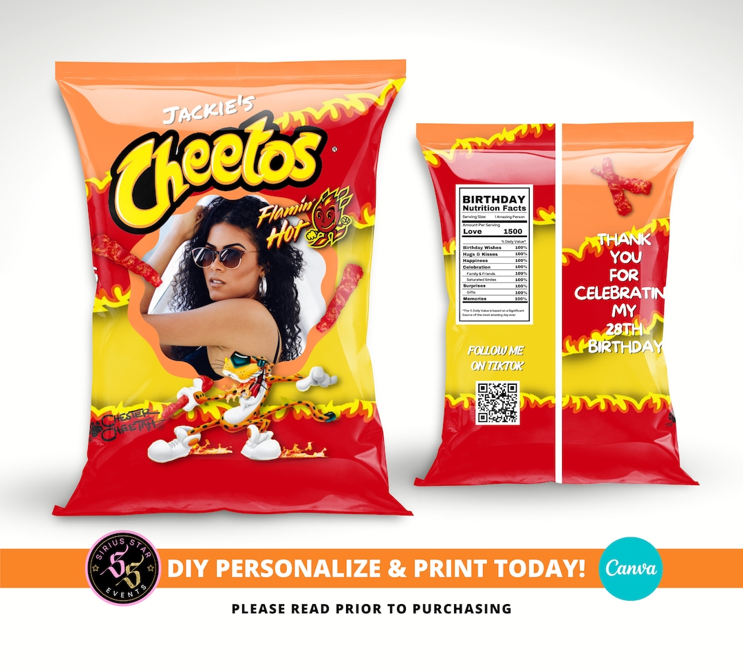 Custom Chip Bags,custom Chip Bag, Personalized Cheeto Bag, Party Favor ...