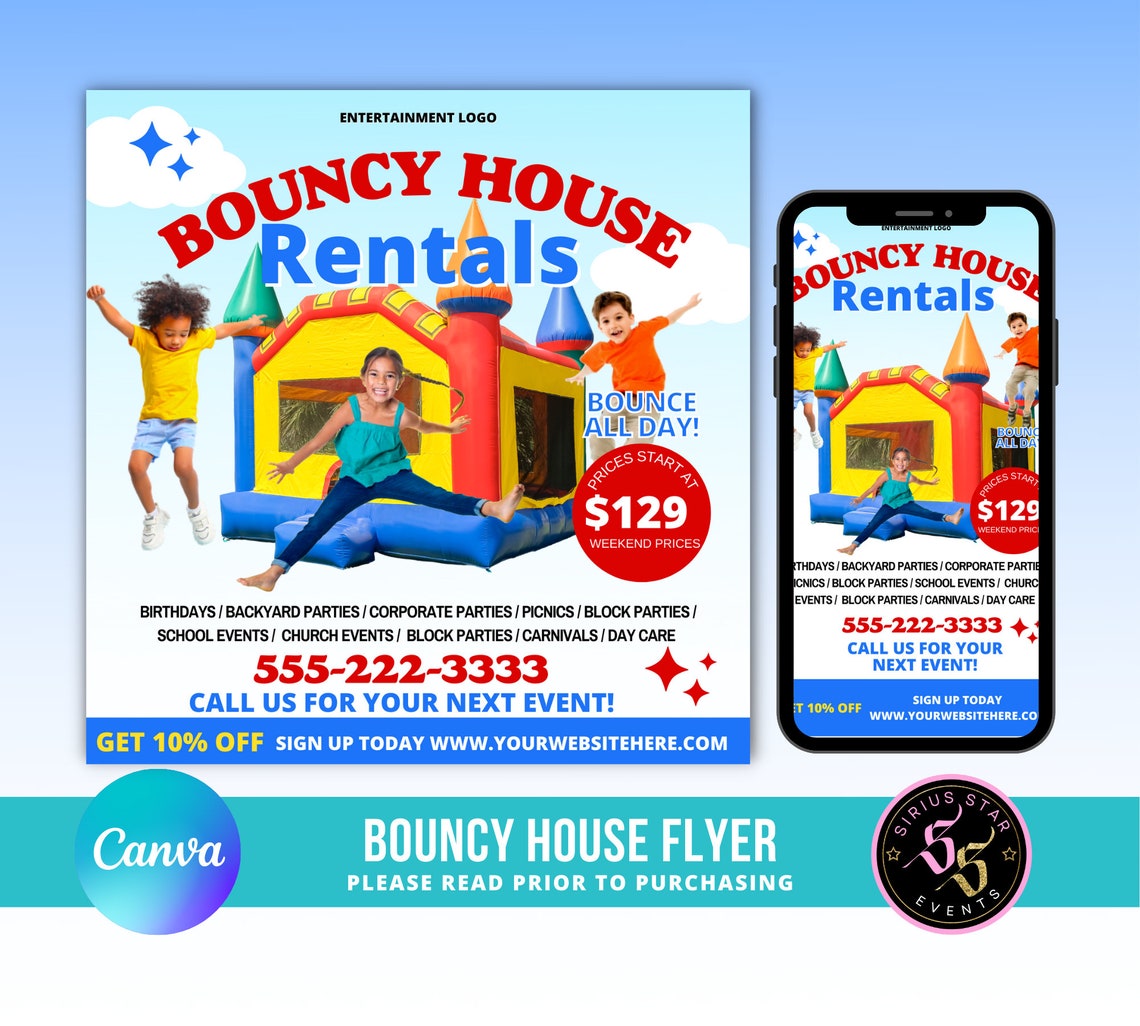 Bouncy House Flyer Moon Bounce Flyer Party Flyer Moon - Etsy