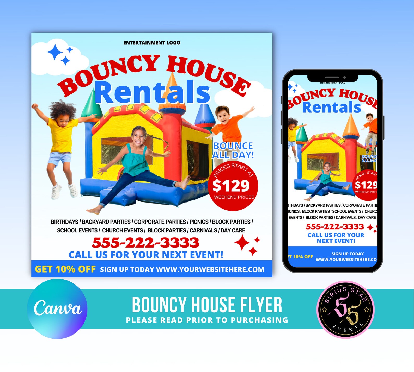 Bouncy House Flyer Moon Bounce Flyer Party Flyer Moon - Etsy